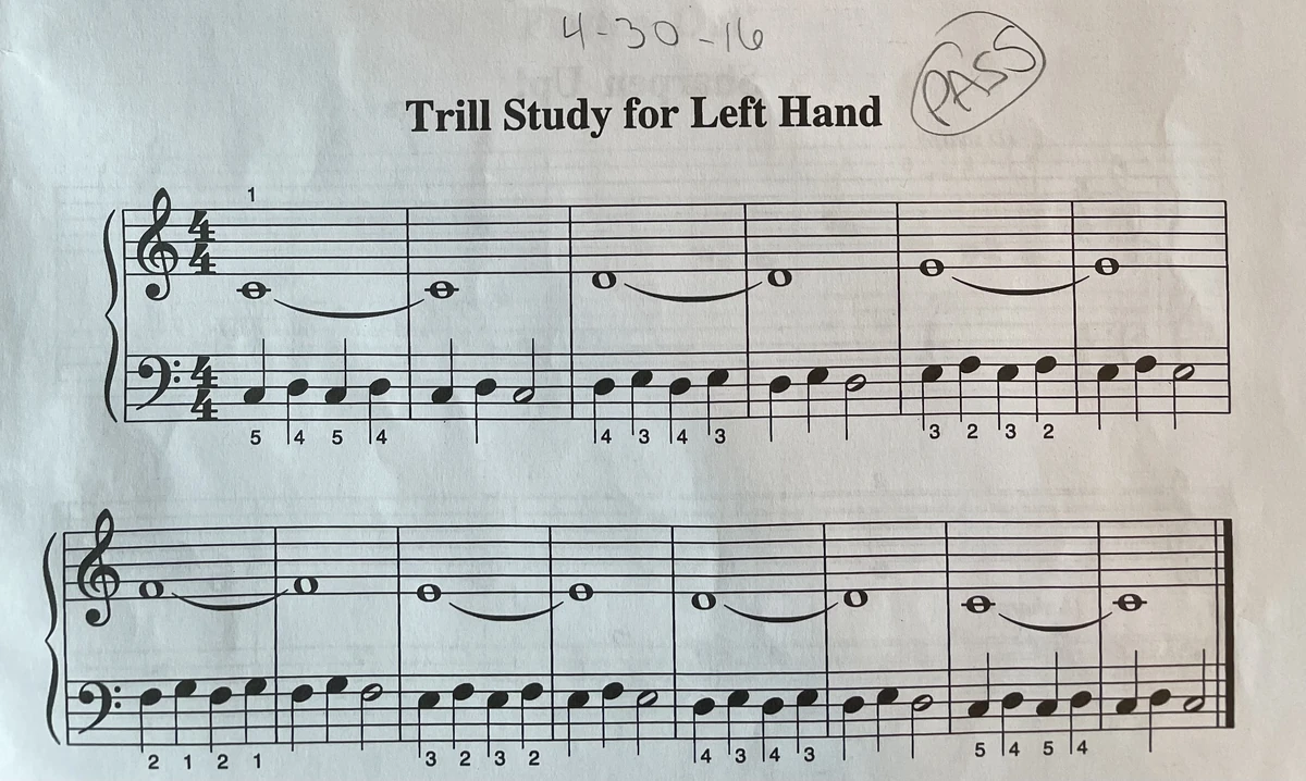 Trill Study for Left Hand | Joshua's Piano Lessons Wiki | Fandom