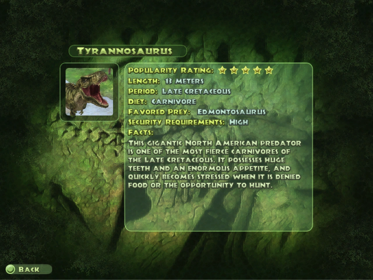 Jurassic Park Operation Genesis T Rex
