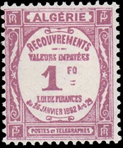Algeria 1927 Postage Due Stamps (Type Recouvrements) | JPP-Stamps Wiki | Fandom