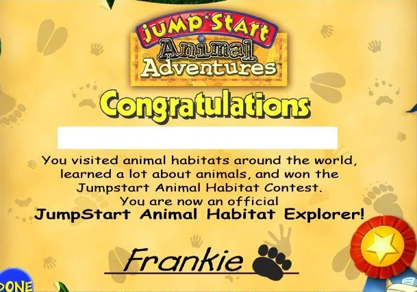 Winners Certificate | Jumpstart Animal Adventures Wiki | Fandom