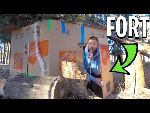 SURVIVAL BOX FORT CABIN! (In the Woods) | JStu Wiki | Fandom
