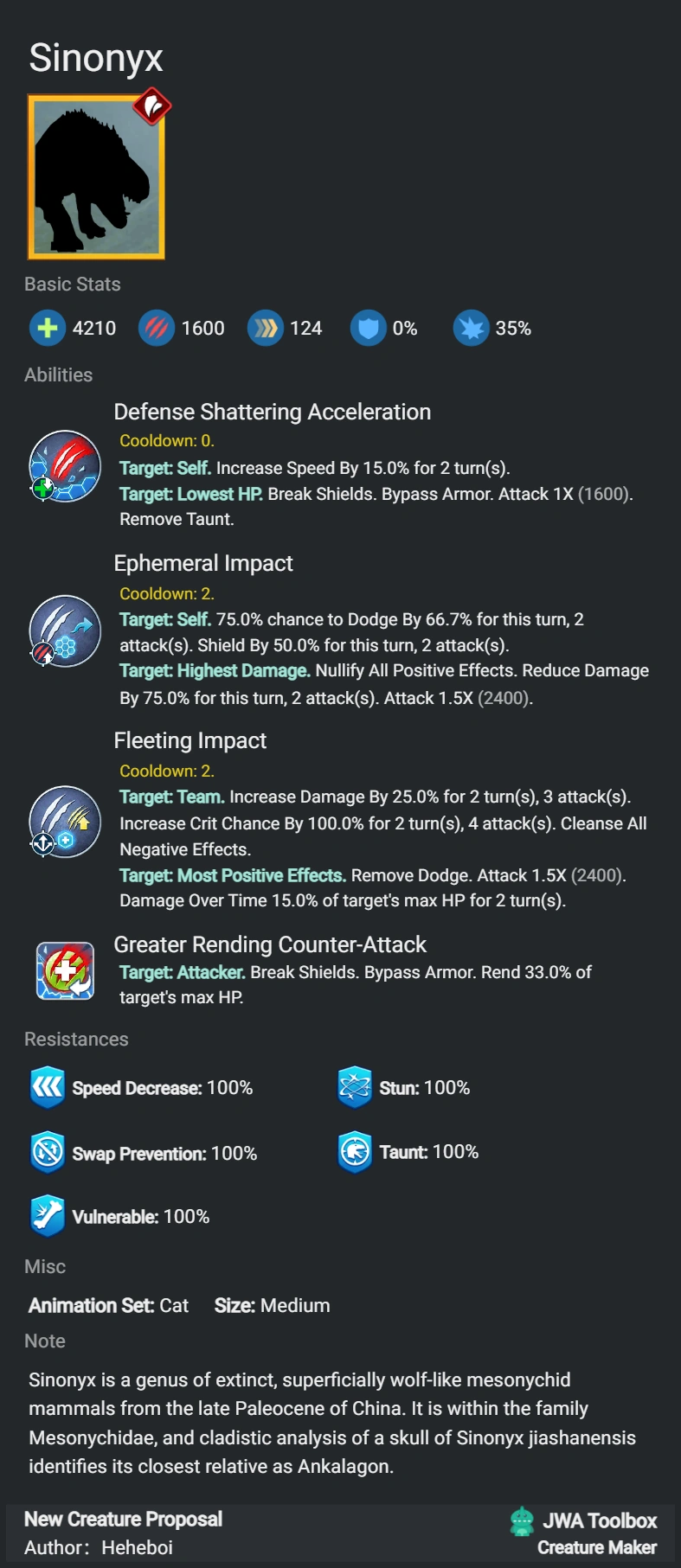 Sinonyx | Jurassic World Alive Ideas Wiki | Fandom