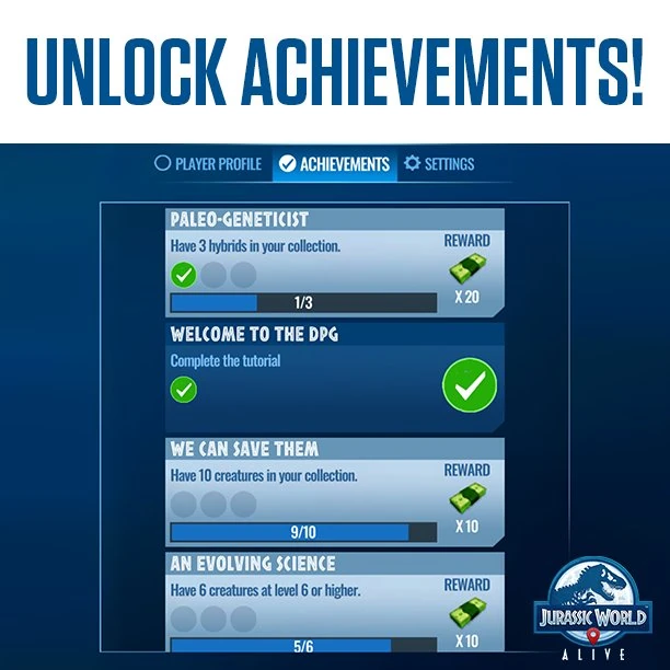 Achievements | Jurassic World Alive Wiki | Fandom