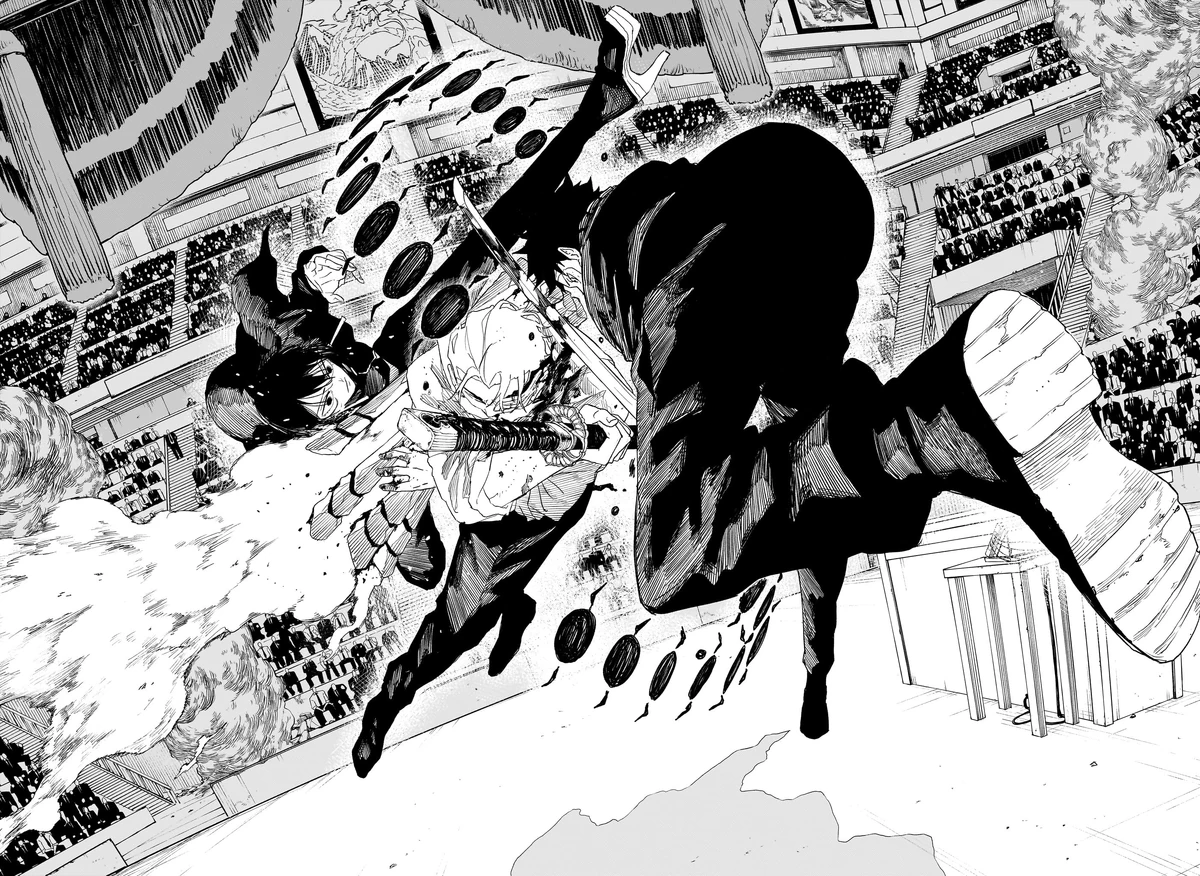 Chihiro Rokuhira & Hiyuki Kagari vs. Kyora Sazanami | Kagurabachi Wiki ...