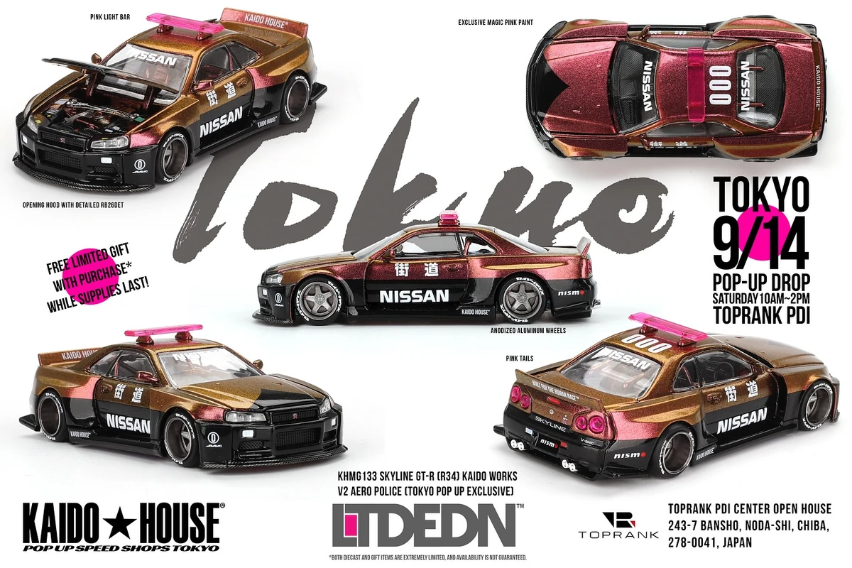 Nissan Skyline GT-R (R34) Kaido Works V2 Aero Police (Tokyo Pop Up ...