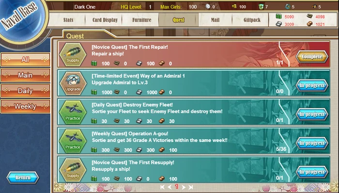 Tutorial: Quest | KanColle Game Enlish guide Wikia | Fandom