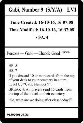 Gabi, Number 9 | Kassen: the Card Game Wiki | Fandom