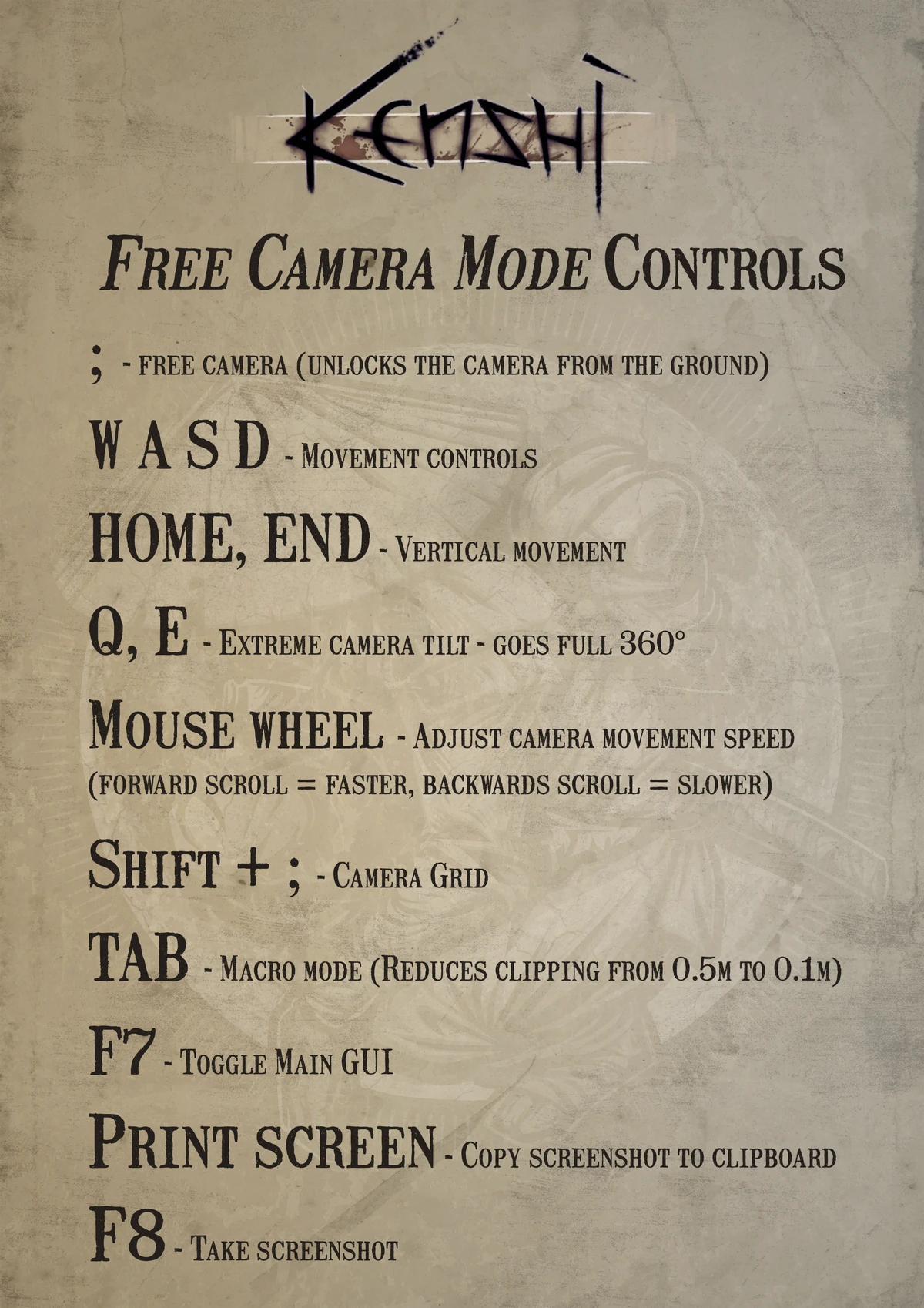 Free Camera Mode | Kenshi Wiki | Fandom