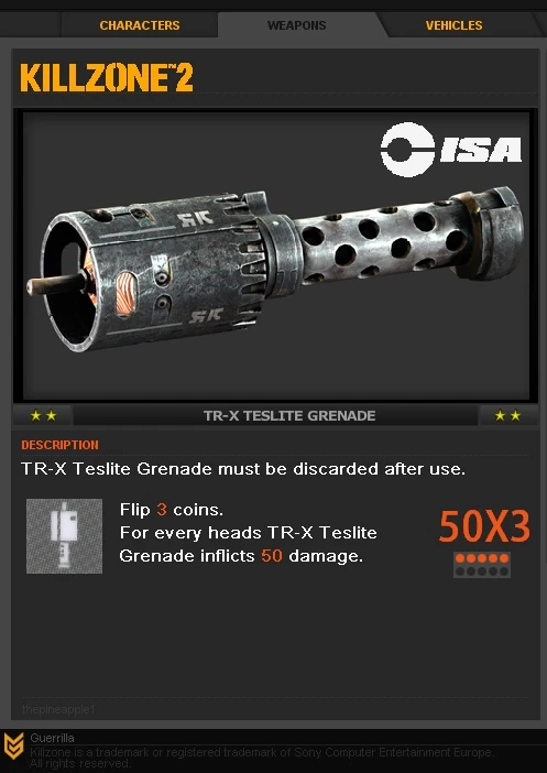 TR-X Teslite Grenade | Killzone Card Game Wiki | Fandom