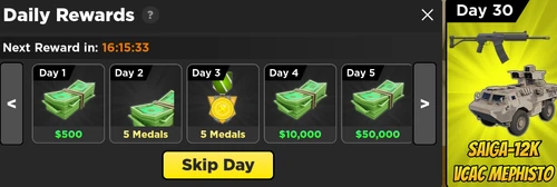 Daily Rewards | War Tycoon Roblox | Fandom