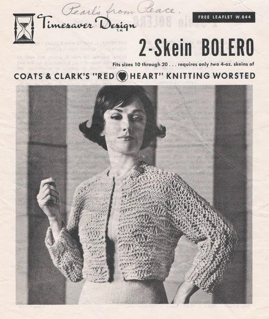 Coats & Clark W.844 2-Skein Bolero | Knitting and Crochet Pattern ...