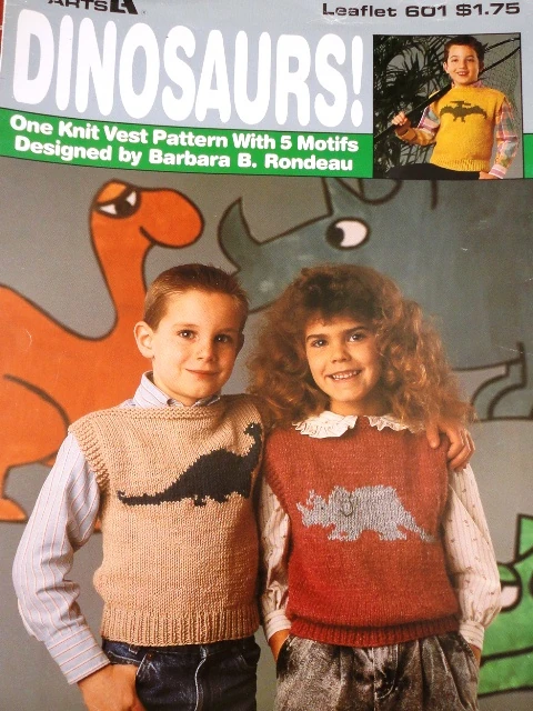 Leisure Arts 601 Dinosaur Vests Knitting Pattern | Knitting and Crochet ...