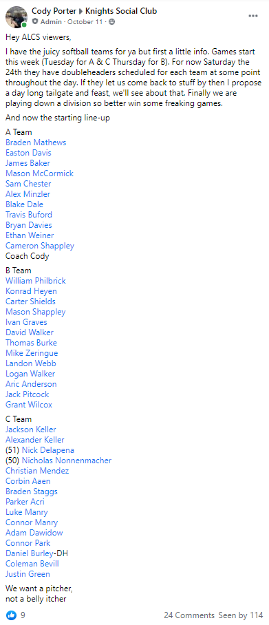 Fall 2020 Softball | Knights Wiki | Fandom