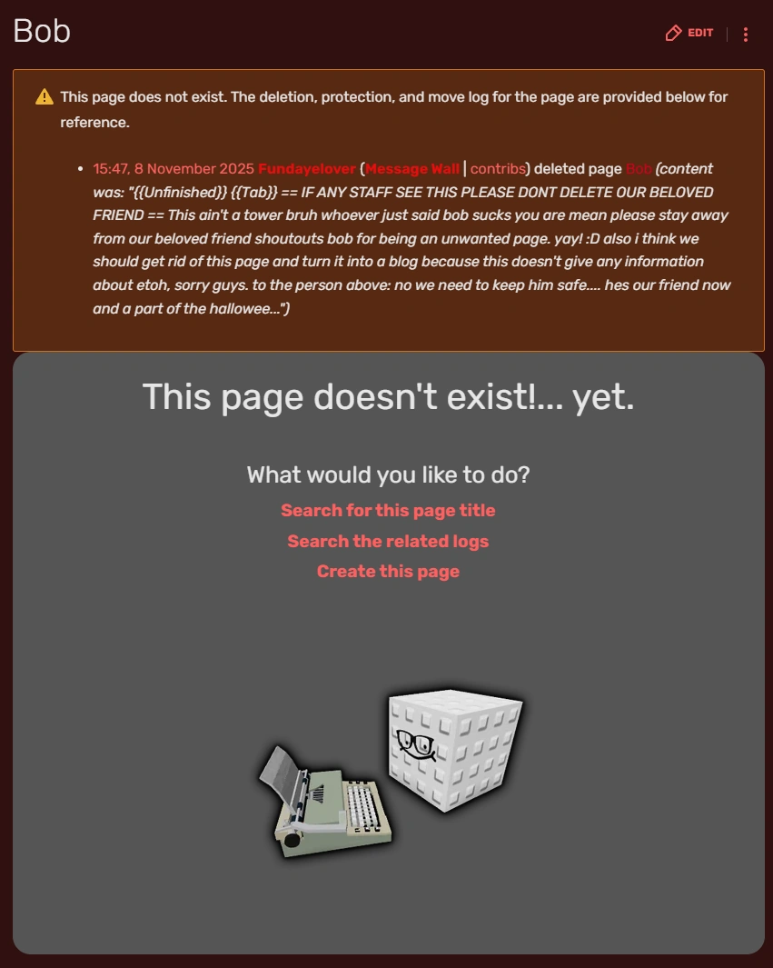 User blog:Sabado33/Bob (Archive from November 8, 2025) | Juke's Towers ...