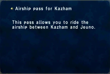 Airship pass for Kazham | Kupo FFXI Wiki | Fandom