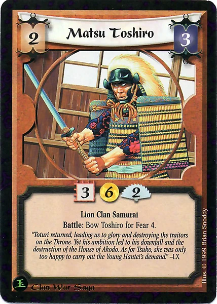 Personality Matsu Toshiro | L5R Clan War Wiki | Fandom