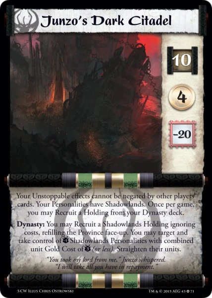 Junzo's Dark Citadel-card/card | L5r: Legend of the Five Rings Wiki ...