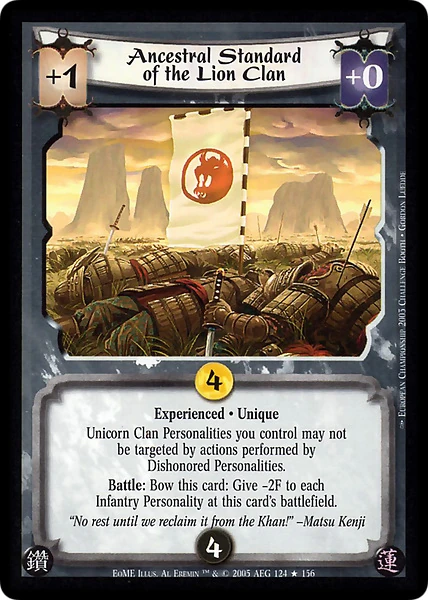 Ancestral Standard of the Lion Clan/card | L5r: Legend of the Five ...