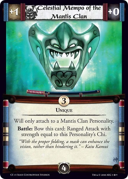 Celestial Mempo of the Mantis Clan/card | L5r: Legend of the Five Rings ...