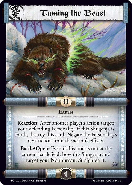 Taming the Beast/card | L5r: Legend of the Five Rings Wiki | Fandom