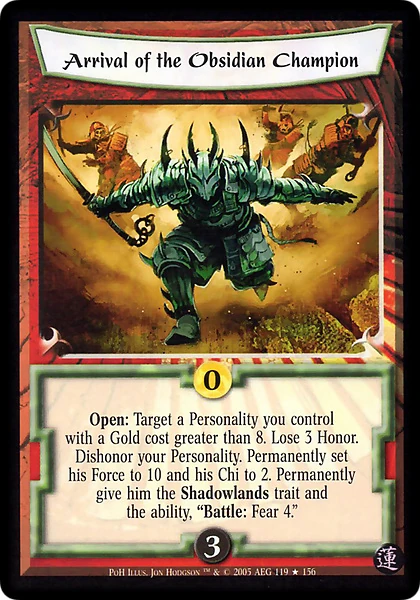 Arrival of the Obsidian Champion/card | L5r: Legend of the Five Rings ...