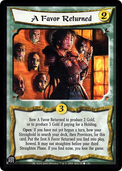 A Favor Returned/card | L5r: Legend of the Five Rings Wiki | Fandom