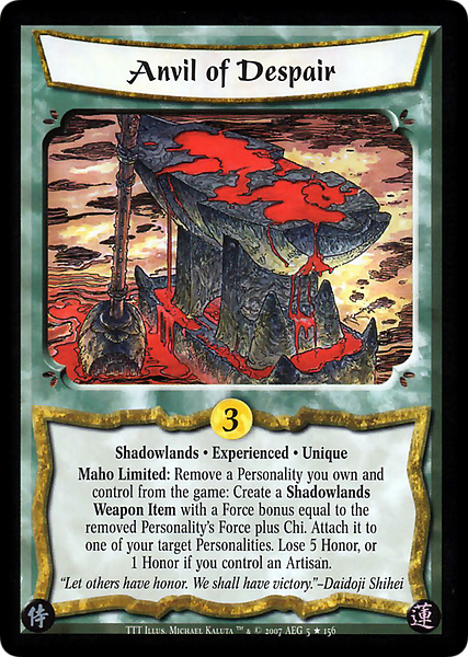 Anvil Of Despair Expcard L5r Legend Of The Five Rings Wiki Fandom