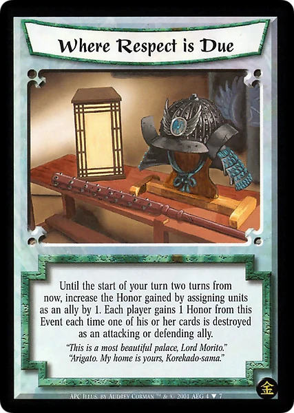 Where Respect is Due/card | L5r: Legend of the Five Rings Wiki | Fandom