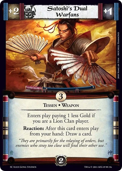 Satoshi's Dual Warfans/card | L5r: Legend of the Five Rings Wiki | Fandom