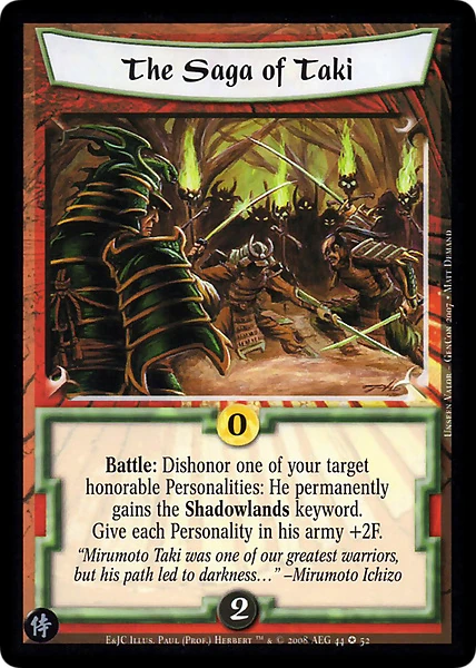 The Saga of Taki/card | L5r: Legend of the Five Rings Wiki | Fandom