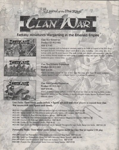 Clan War Miniatures Game | L5r: Legend of the Five Rings Wiki | Fandom