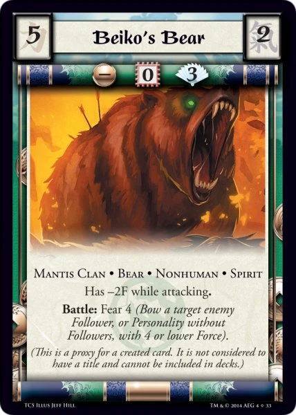 Beiko's Bear/card | L5r: Legend of the Five Rings Wiki | Fandom
