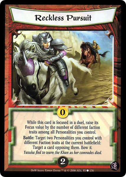 Reckless Pursuit/card | L5r: Legend of the Five Rings Wiki | Fandom