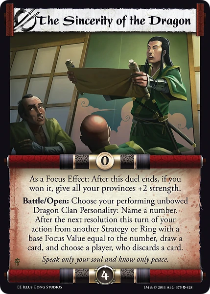 The Sincerity of the Dragon/card | L5r: Legend of the Five Rings Wiki | Fandom