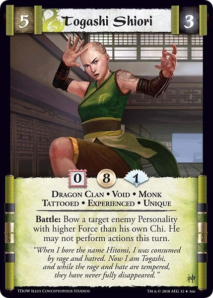 Togashi Shiori Expcard L5r Legend Of The Five Rings Wiki Fandom