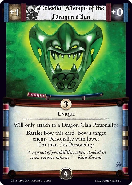 Celestial Mempo of the Dragon Clan/card | L5r: Legend of the Five Rings ...
