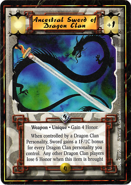 Ancestral Sword Of Dragon Clancard L5r Legend Of The Five Rings