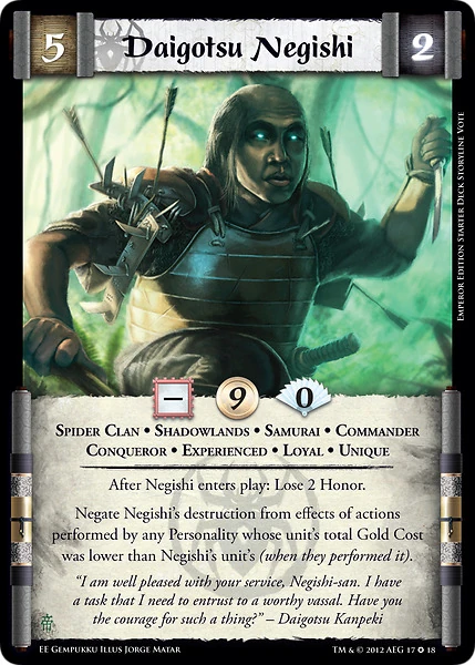 Daigotsu Negishi Exp/card | L5r: Legend of the Five Rings Wiki | Fandom