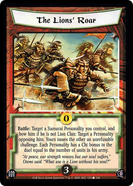 The Lions' Roar/card | L5r: Legend of the Five Rings Wiki | Fandom