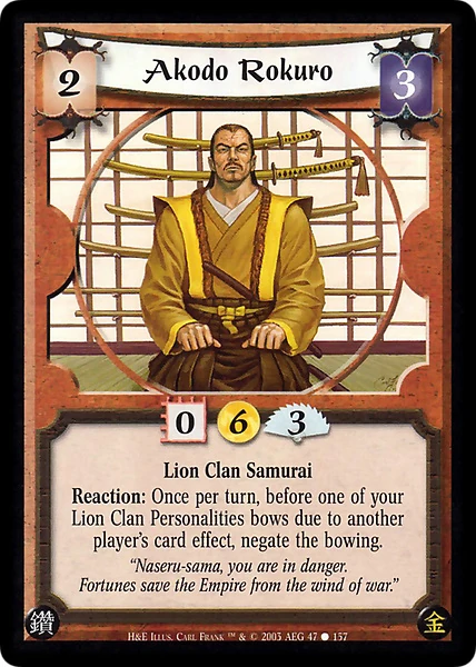 Akodo Rokuro/card | L5r: Legend of the Five Rings Wiki | Fandom