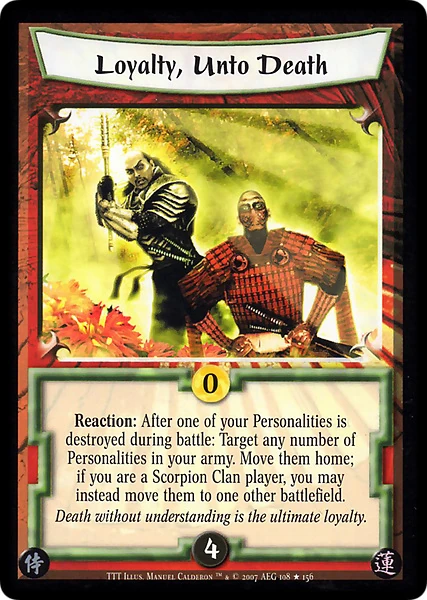Loyalty, Unto Death/card | L5r: Legend of the Five Rings Wiki | Fandom