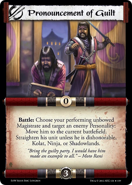Pronouncement of Guilt/card | L5r: Legend of the Five Rings Wiki | Fandom
