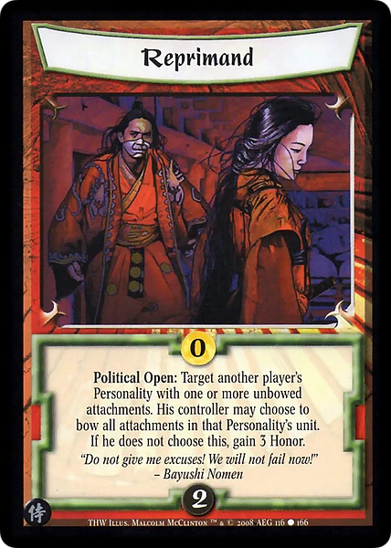 Reprimand/card | L5r: Legend of the Five Rings Wiki | Fandom