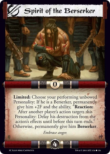 Spirit of the Berserker/card | L5r: Legend of the Five Rings Wiki | Fandom