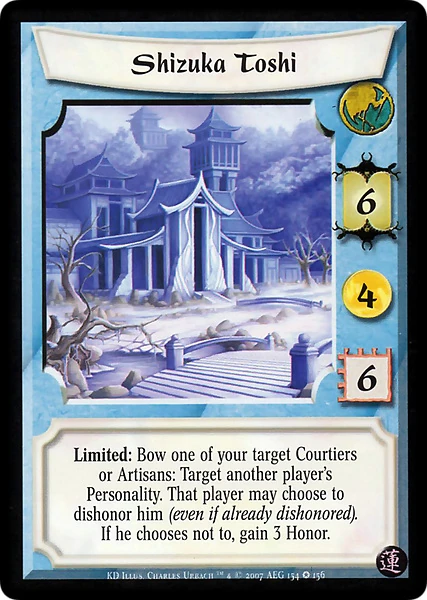 Shizuka Toshi/card | L5r: Legend of the Five Rings Wiki | Fandom