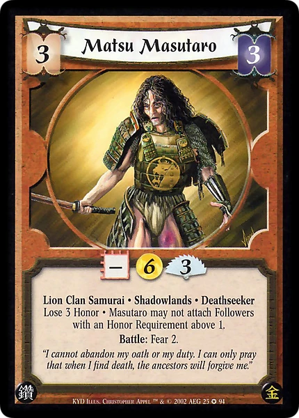 Matsu Masutaro/card | L5r: Legend of the Five Rings Wiki | Fandom