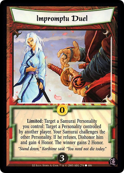 Impromptu Duel/card | L5r: Legend of the Five Rings Wiki | Fandom