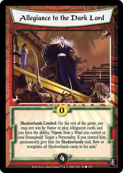 Allegiance to the Dark Lord/card | L5r: Legend of the Five Rings Wiki ...
