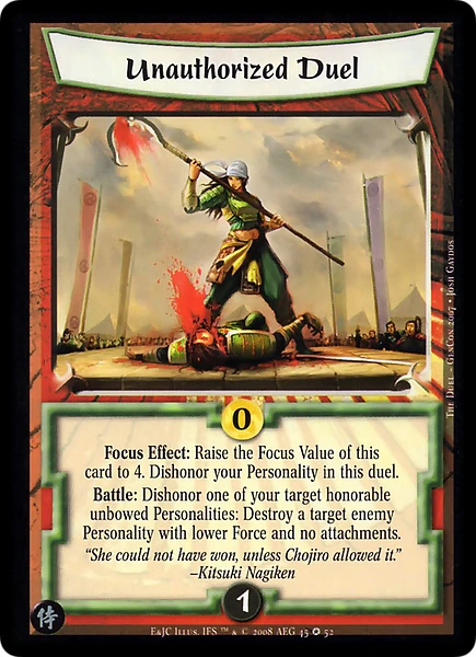 Unauthorized Duel/card | L5r: Legend of the Five Rings Wiki | Fandom
