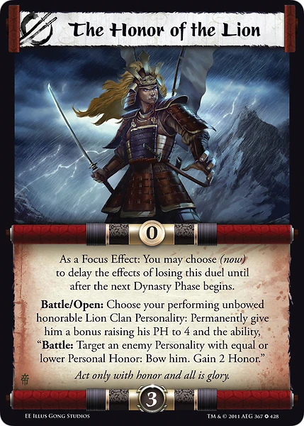 The Honor of the Lion/card | L5r: Legend of the Five Rings Wiki | Fandom